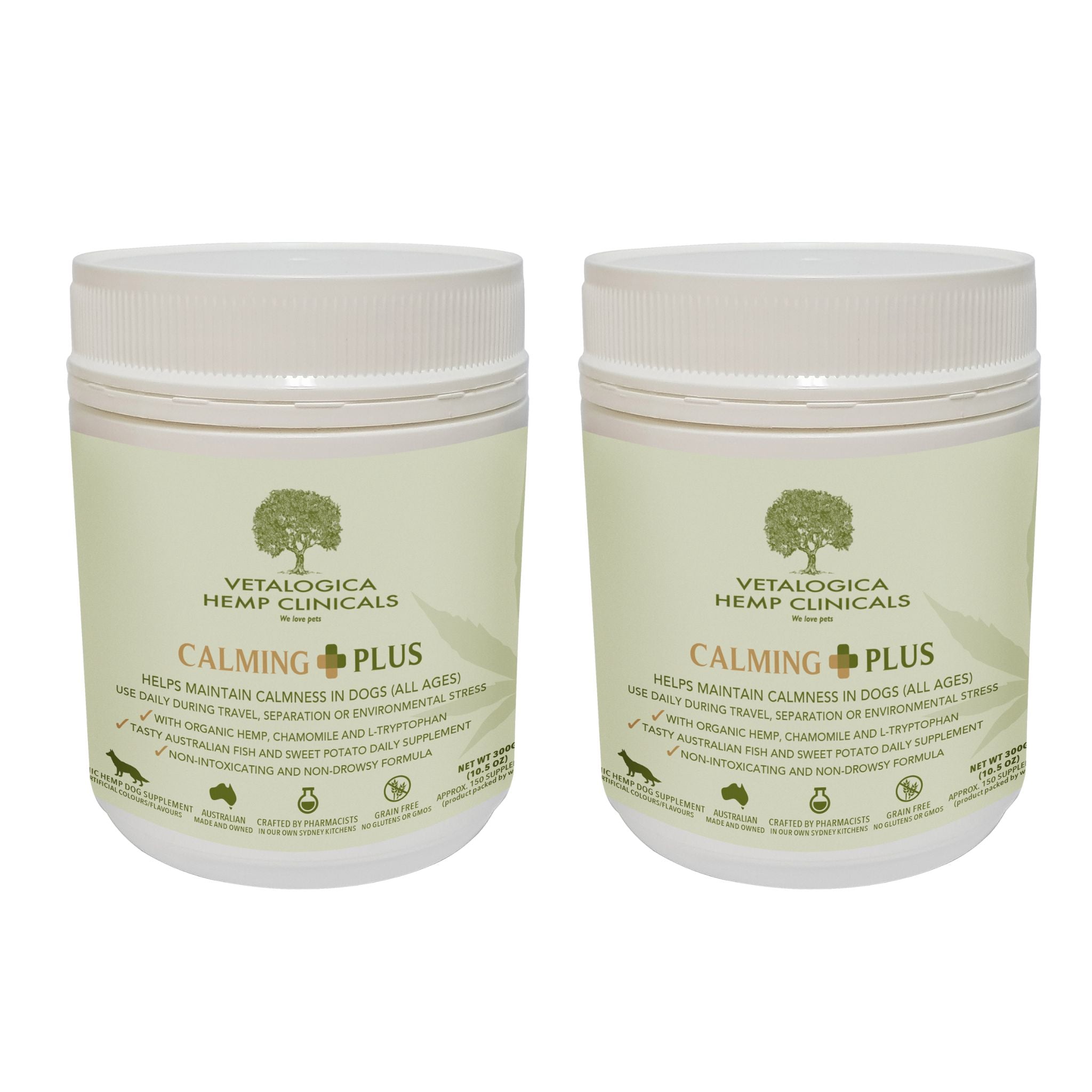 Bundle Pack of 2 x Hemp Clinicals Calming Plus Vitamins for Dogs 300g ...